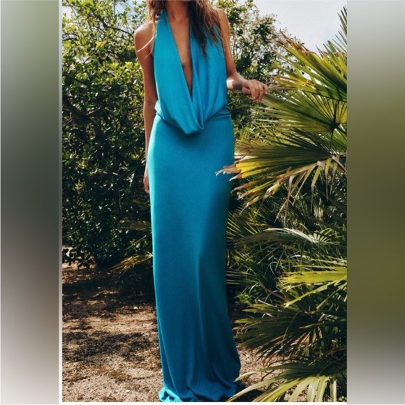 Zara | Dresses | Zara Elegant Blue Backless Dress | Poshmark